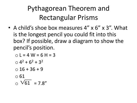 Ppt Pythagorean Theorem And Rectangular Prisms Powerpoint