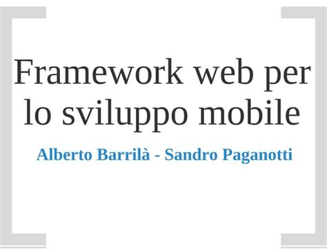Framework Web Per Lo Sviluppo Mobile Pdf