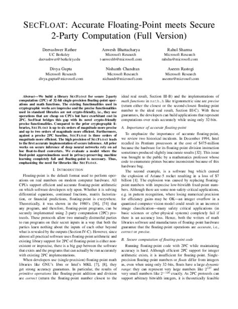 Pdf Secfloat Accurate Floating Point Meets Secure 2 Party