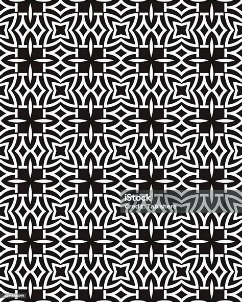 흑백 모양의 복잡한 배열은 반복되는 대칭 모티프와 함께 눈에 띄는 기하학적 패턴을 만듭니다 0명에 대한 스톡 벡터 아트 및 기타 이미지 0명 개성 개념 기하 도형