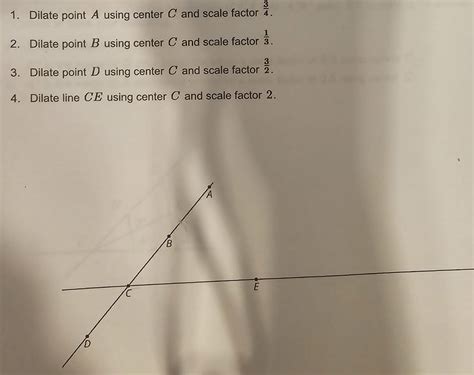 solved dilate point a using center c ﻿and scale factor