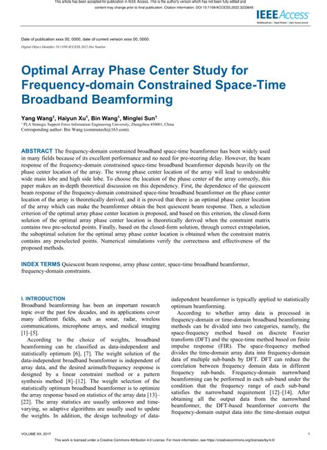 PDF Optimal Array Phase Center Study For Frequency Domain Constrained Space Time Broadband
