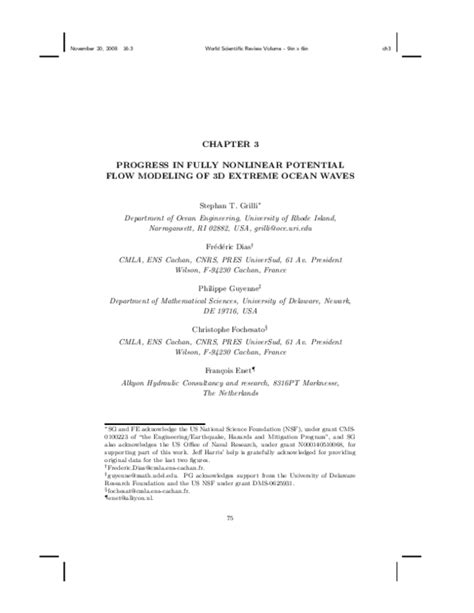 Pdf Progress In Fully Nonlinear Potential Flow Modeling Of 3d Extreme Ocean Waves