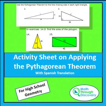 Geometry Applying The Pythagorean Theorem Activity Sheet TPT