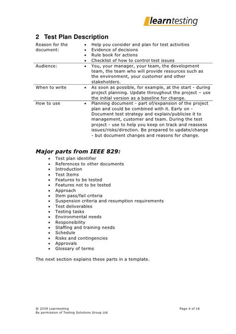 Test Documentation Based On Ieee829 155261