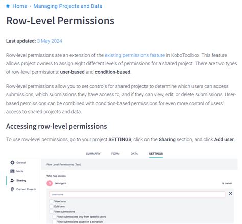 recently updated support article row level permissions support article kobotoolbox
