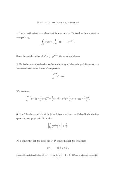 7 Problems On Functions Of A Complex Variable Assignment 4 Math 4103 Assignments