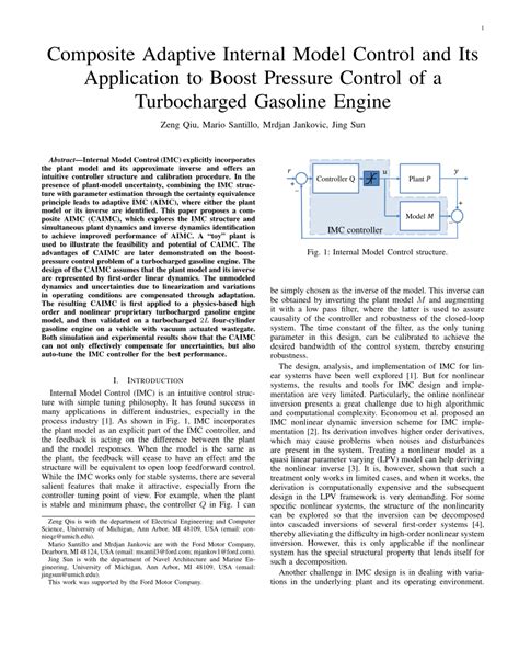 Pdf Composite Adaptive Internal Model Control And Its Application To