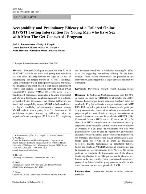 Pdf Acceptability And Preliminary Efficacy Of A Tailored Online Hivsti Testing Intervention