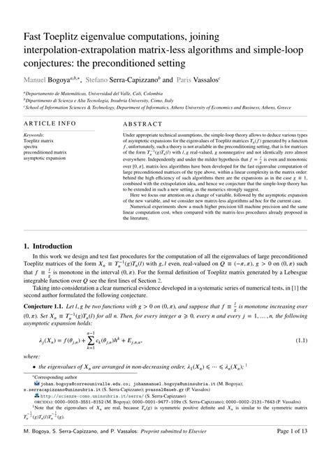 Pdf Fast Toeplitz Eigenvalue Computations Joining Interpolation Extrapolation Matrix Less