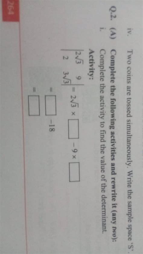 Iv Two Coins Are Tossed Simultaneously Write The Sample Space S Q