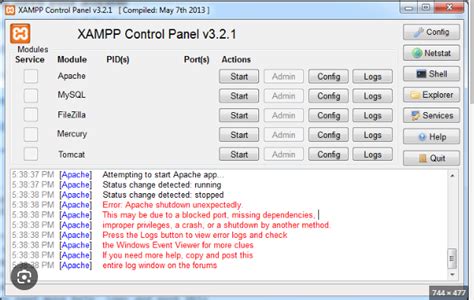 xampp error apache shutdown unexpectedly fix by karishma feb 2024