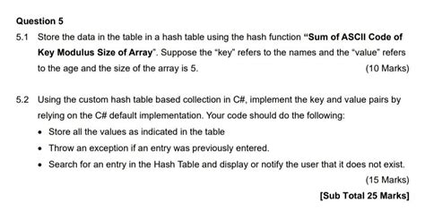 Solved Hashing A Hash Table Is A Type Of Data Structure That