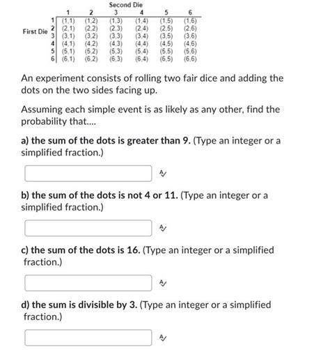 solved an experiment consists of rolling two fair dice and