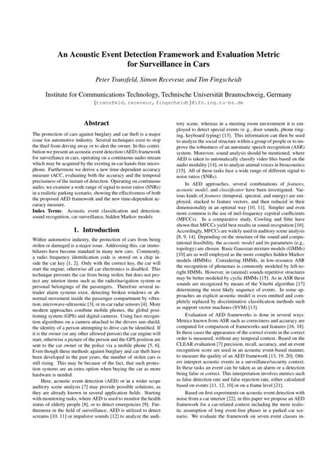 Pdf An Acoustic Event Detection Framework And Evaluation Metric For