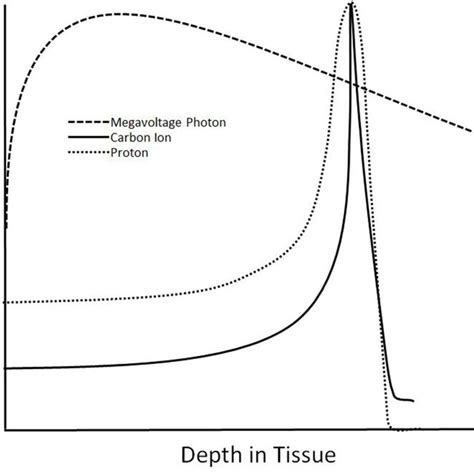 Dose Deposition At Depth For 6 Mv Photons Protons And Carbon Ions Download Scientific Diagram