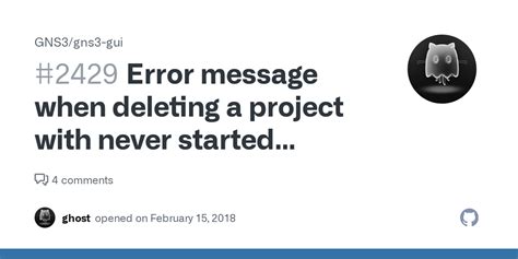 Error Message When Deleting A Project With Never Started QEMU VM Issue 2429 GNS3 Gns3 Gui