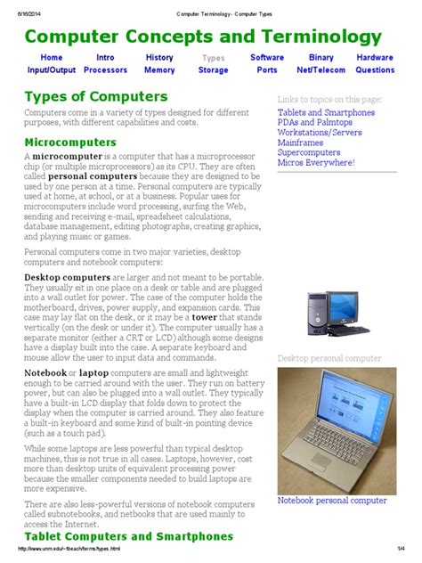 Computer Terminology Computer Types Pdf Personal Digital Assistant Personal Computers