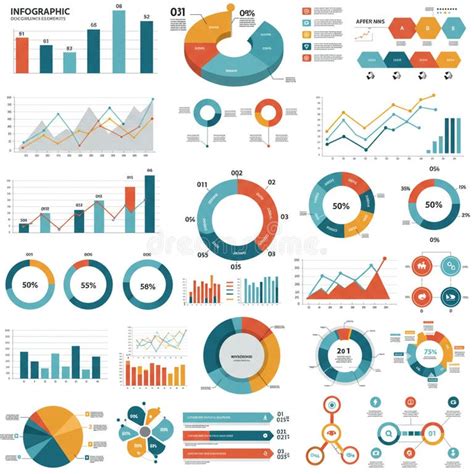 Collection Of Colorful Infographics Featuring Bar Graphs Pie Charts
