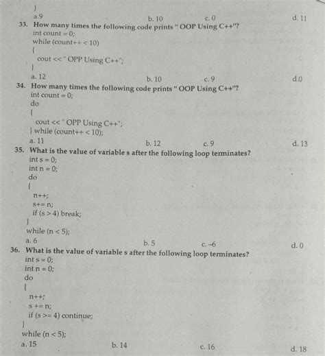 Mcqs Loop Structure