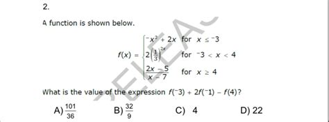 solved 2 a function is shown below for x≤ 3 f x beginarrayl x 2