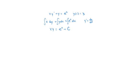 solved solve the given initial value problem xy y ex y 1 3 y