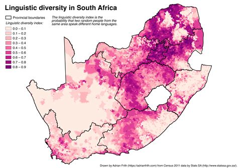 Linguistic Diversity Map Of South Africa Adrian Frith Developer Mapmaker Data Guy Etc