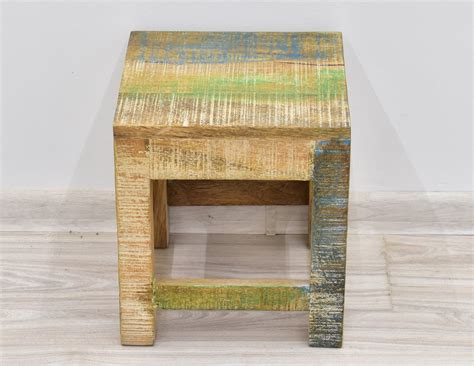 Taboret Mały Kolonialny Holi Lite Drewno Mango Pl