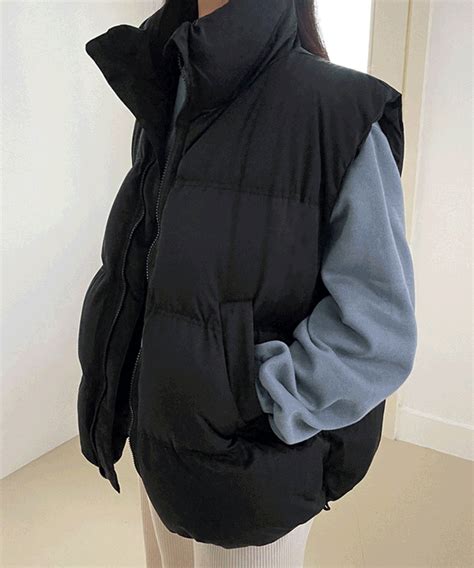 빵빵필수템 웰론 따뜻 오버핏 패딩 조끼 베스트 에이블리