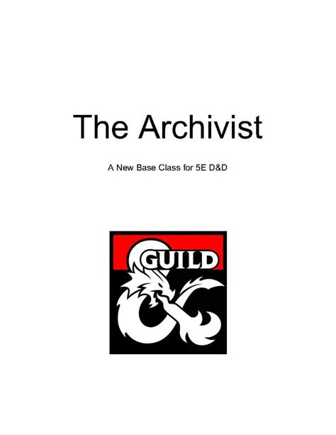 The Archivist Base Class Dungeon Masters Guild Drivethrurpg