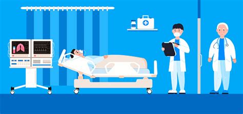 의식이 없는 환자를 위한 재애니메이션 장비 의료 환기를 위한 공기 산소 센서가 있는 중환자실 클리닉 의사는 코로나바이러스 벡터로 환자를 치료합니다 2에 대한 스톡 벡터 아트