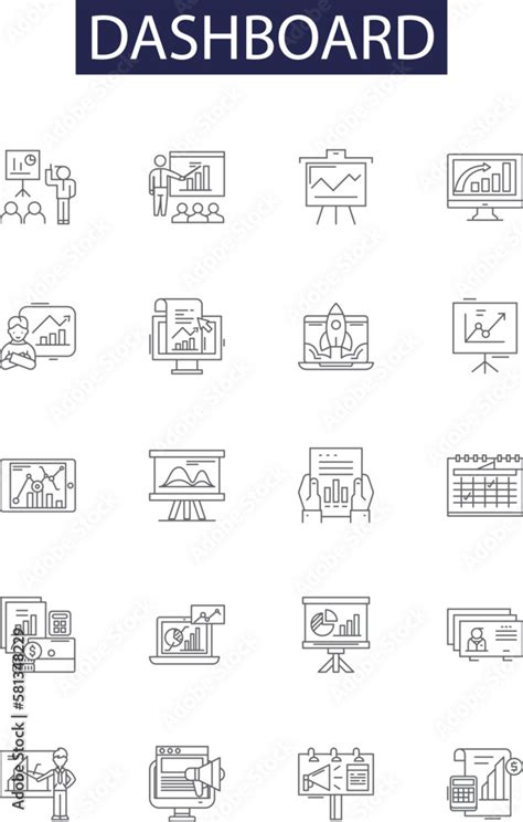 Dashboard Line Vector Icons And Signs Control Monitor Panel Gauge