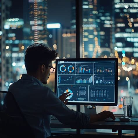 Free Nighttime Data Analysis Photo Man Computer Night Download At Stockcake