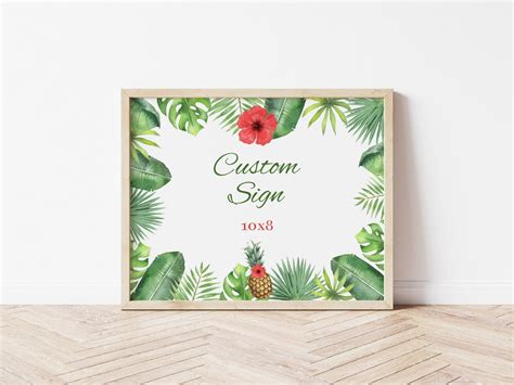 Editable Luau Custom Sign Template 10x8 Printable Luau Hawaiian Party Decorations Signs For