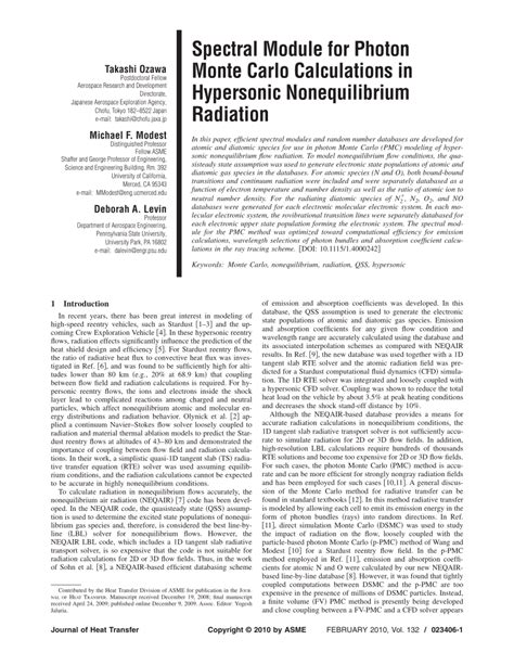 Pdf Spectral Module For Photon Monte Carlo Calculations In Hypersonic