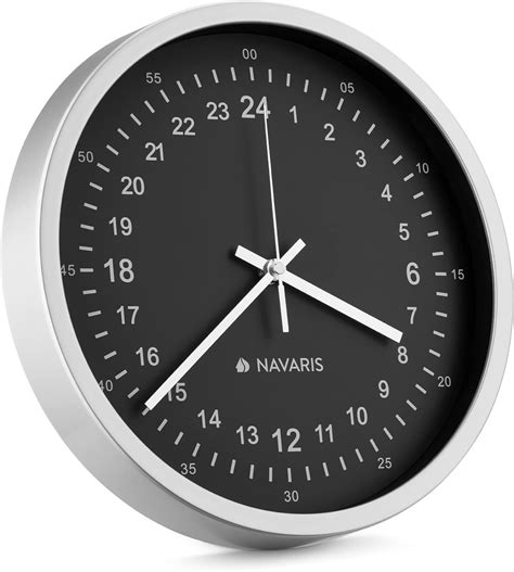 Buy Navaris 24 Hour Wall Clock 118 Analog Military Time Clock With