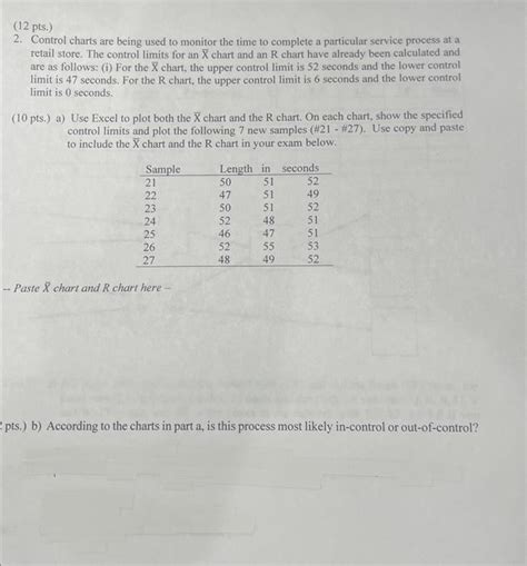 Solved 12 Pts 2 Control Charts Are Being Used To Monitor