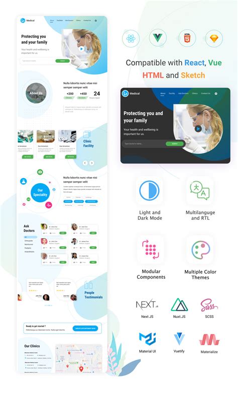 Lumedic React Vue Html Sketch Medical And Healthcare Landing Page