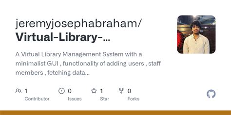 Github Jeremyjosephabraham Virtual Library Management System A Virtual Library Management