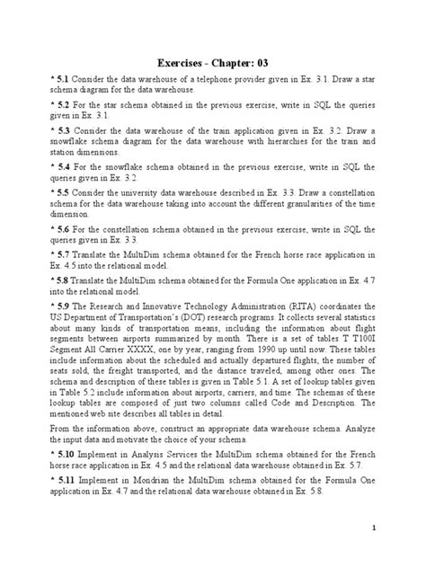 Exercises Chapter3 Pdf Relational Database Data Warehouse