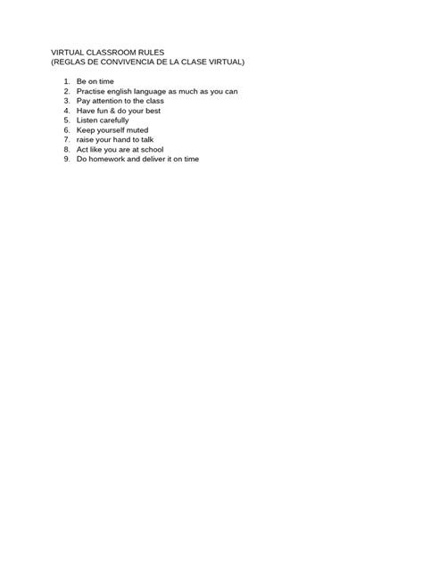 Virtual Classroom Rules Pdf
