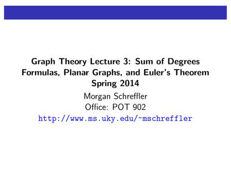 Graph Theory Sum Of Degrees Planar Graphs Euler S Theorem