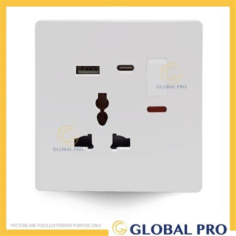 13a Universal Switch Socket Usb Port 21a Type C Fast Charging Usb