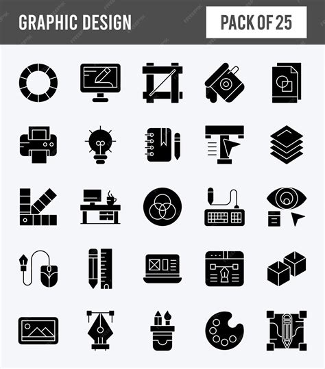 Premium Vector 25 Graphic Design Glyph Icon Pack Vector Illustration