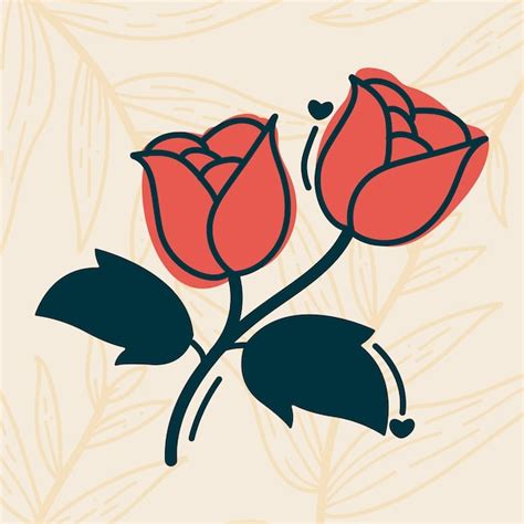Jardín De Flores De Dos Rosas Vector Premium