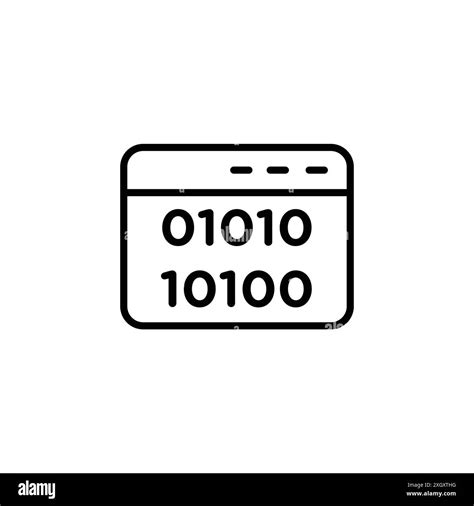 binary code icon logo sign vector outline in black and white color