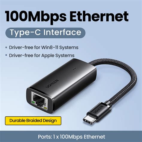 Jual Ugreen Adapter Usb C To Lan Rj45 Ethernet Network 100mbps 1gbps