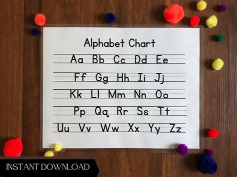 Printable Abc Handwriting Chart Homeschool Resource Digital Download Etsy
