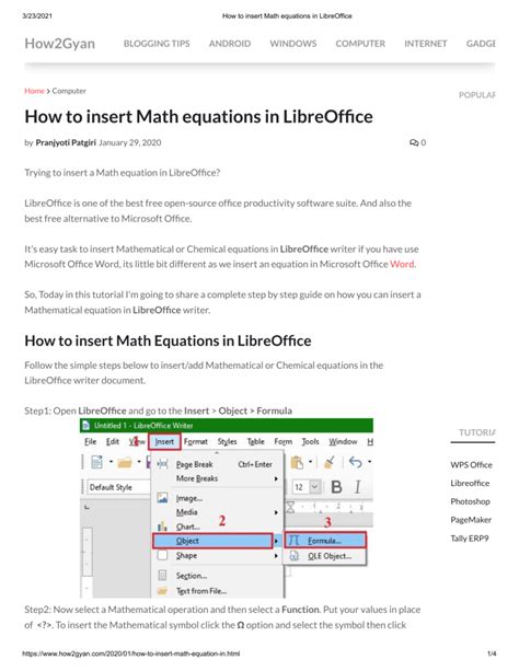 LibreOffice How To Insert Math Equations