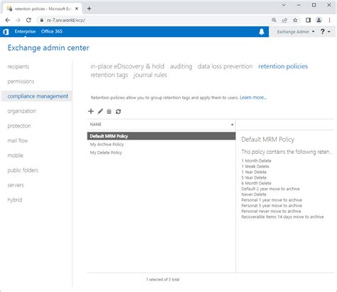 Windows Server Exchange Server Set Retension Policies Server World